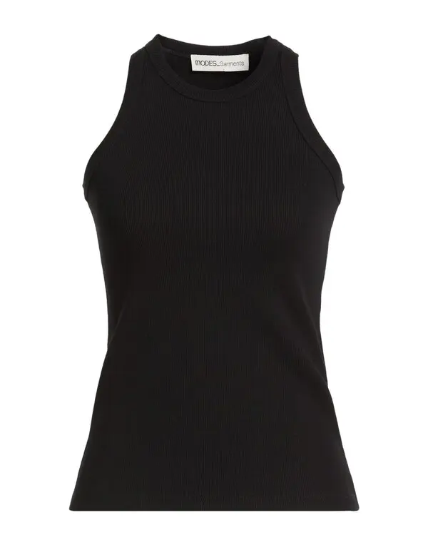 MODES Ribbed Jersey Crewneck Tank Top - Black