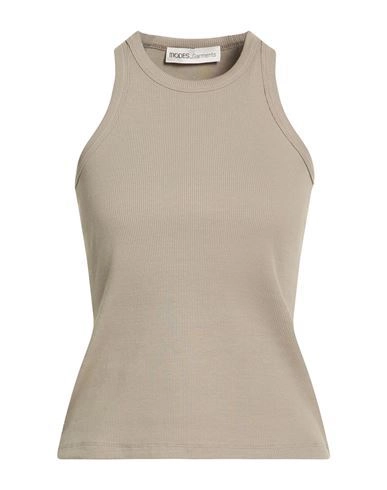 MODES Tank Top In Ribbed Cotton And Eco Polyester - Khaki