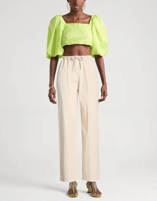 CIRCOLO 1901 Cotton Poplin Wide-leg Pants - Beige