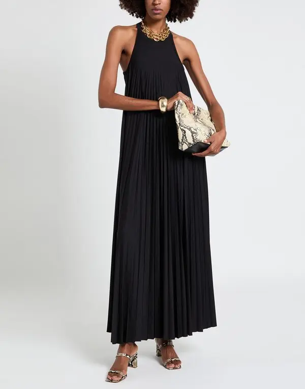 halter neck maxi dress sale Pleated Halter Neck Asymmetrical Hem Gown - FINAL SALE main image 1