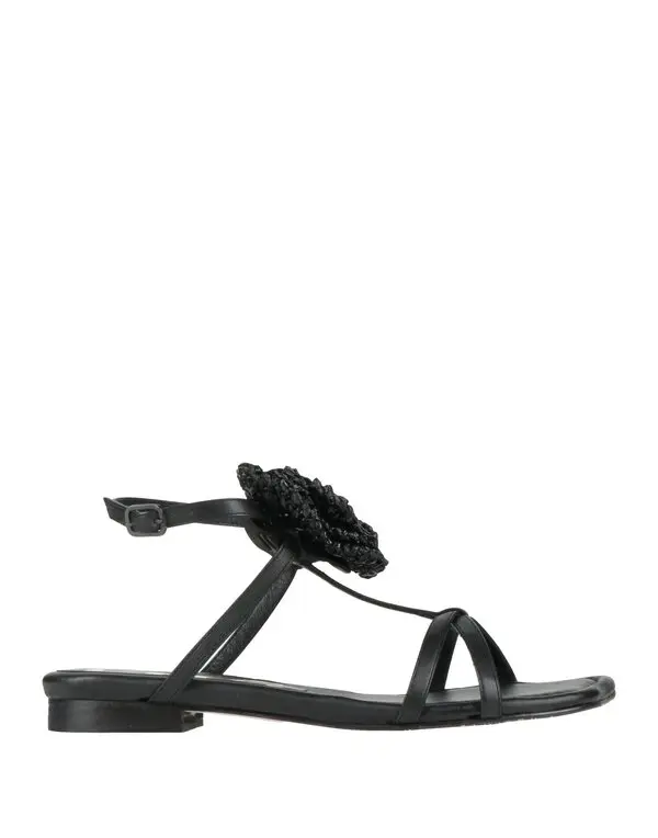 RAS Leather Sandals With Floral Appliqués