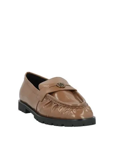 Pinko Leather Loafers With Lug Sole - Beige