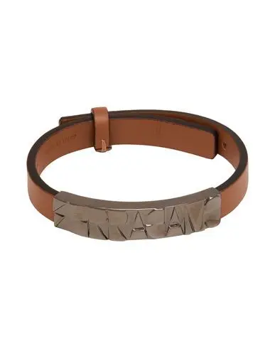 FERRAGAMO Bracelet In Leather And Brass With Logo - Brown