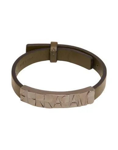 FERRAGAMO Bracelet In Leather And Brass With Logo - Military Green
