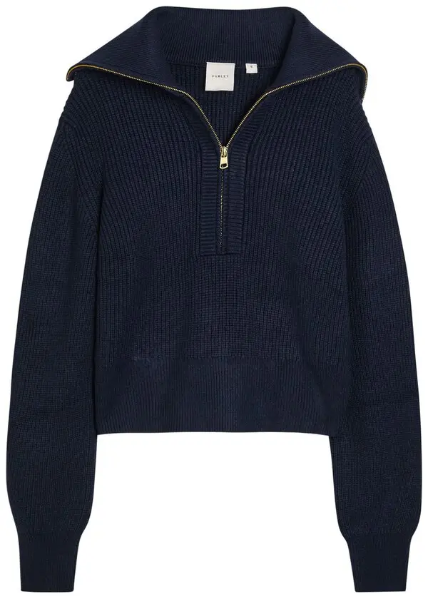 Varley Ribbed Half-zip Knit Sweatshirt