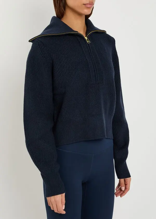 Varley Ribbed Half-zip Knit Sweatshirt