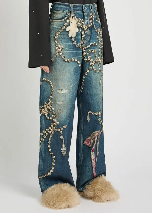 Acne Studios Printed Wide-leg Jeans