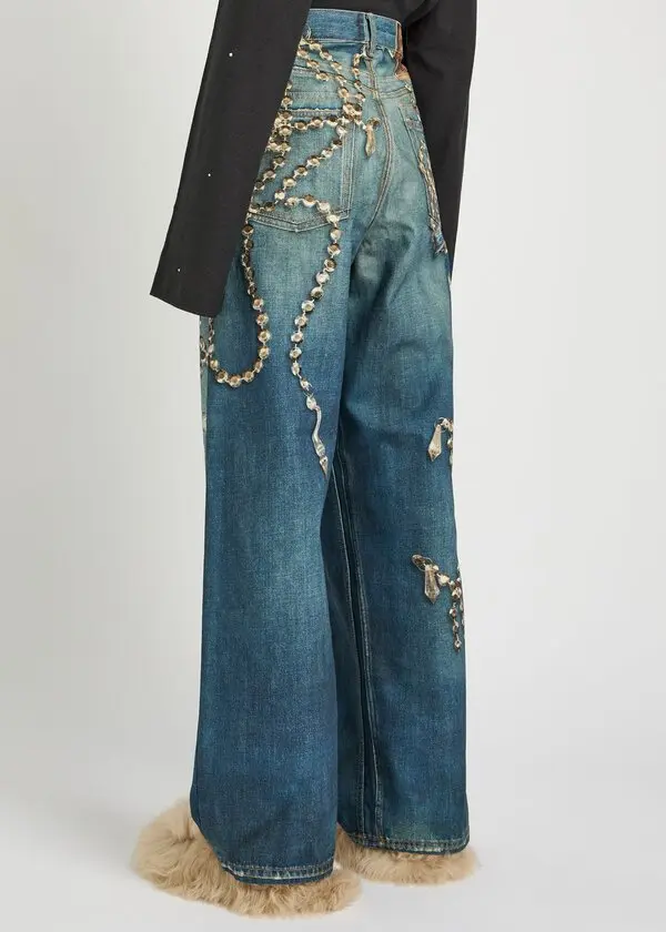 Acne Studios Printed Wide-leg Jeans