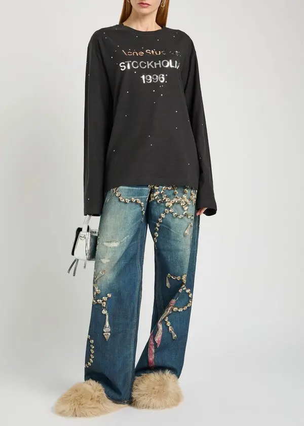 Acne Studios Printed Wide-leg Jeans