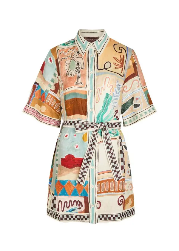 red mini shift dress Velzera Boho Shift Print Tunic Mini Dress