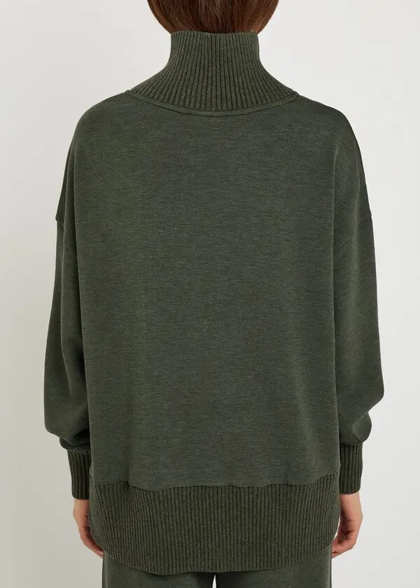 Varley Barker High-neck Stretch-jersey Sweatshirt - Olive