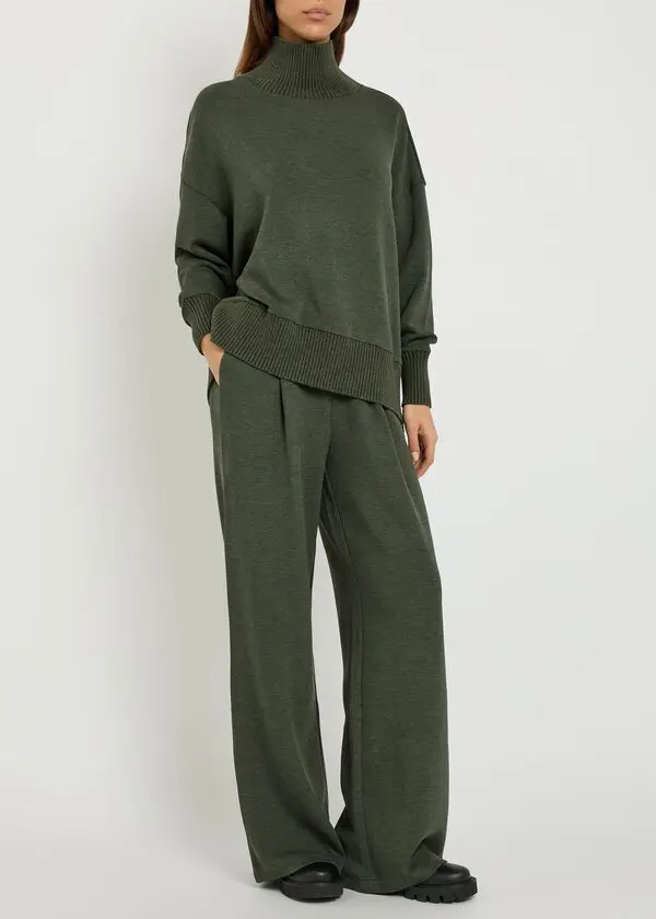 Varley Barker High-neck Stretch-jersey Sweatshirt - Olive