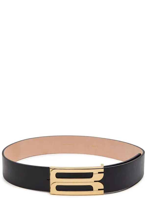 Victoria Beckham Leather Belt With Designer Plaque - Black