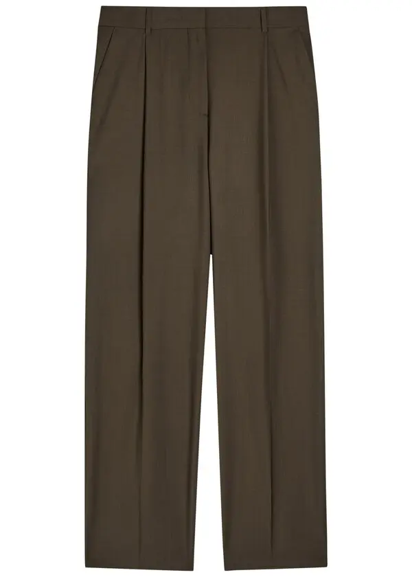 TOTEME Straight-leg Wool Trousers - Khaki
