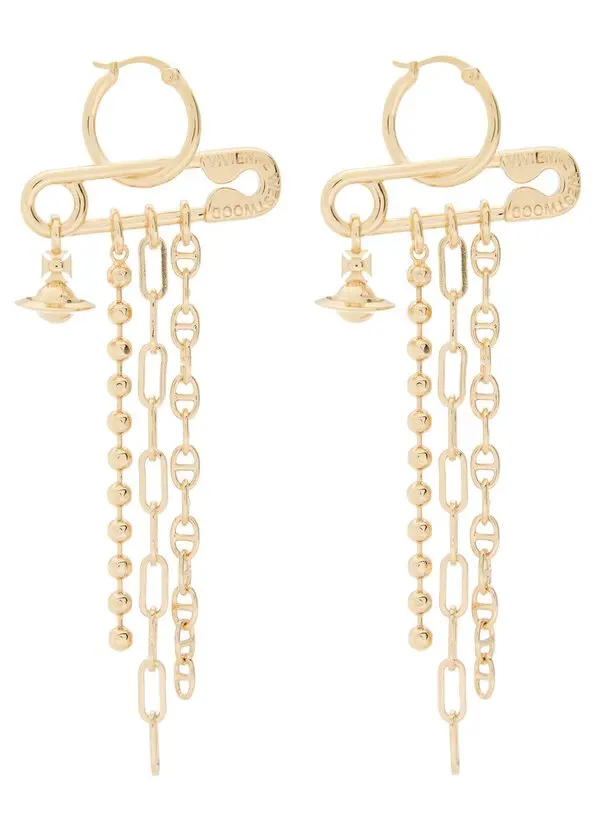 VIVIENNE WESTWOOD Ginetta Safety-pin Drop Earrings - Gold
