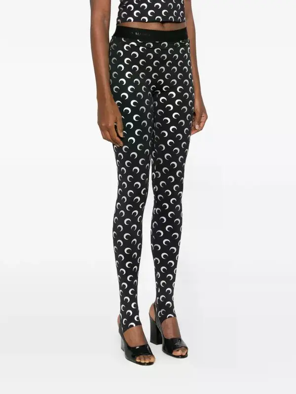 MARINE SERRE Moon Foil Printed Jersey Legging - Black