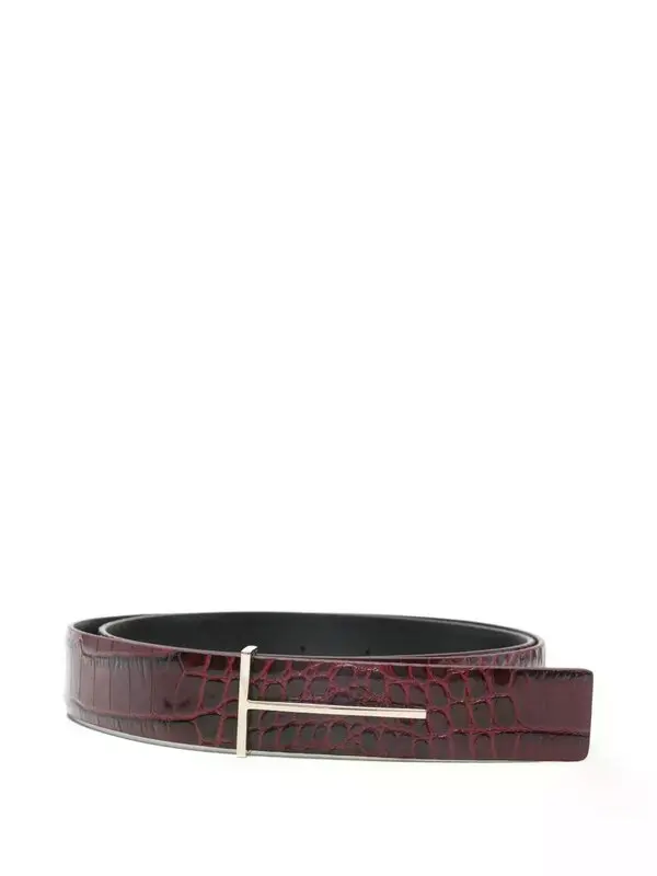 TOM FORD Embossed Leather Belt - Red