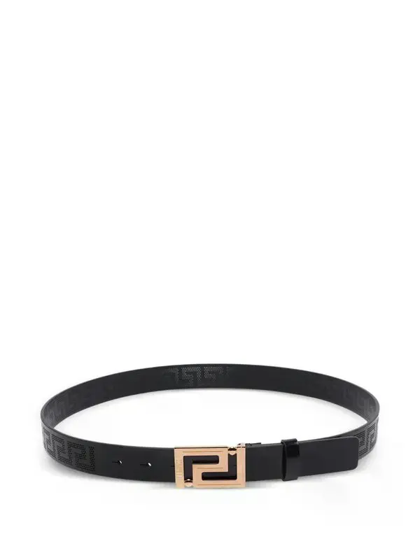 Versace Greca Buckle Leather Belt - Black