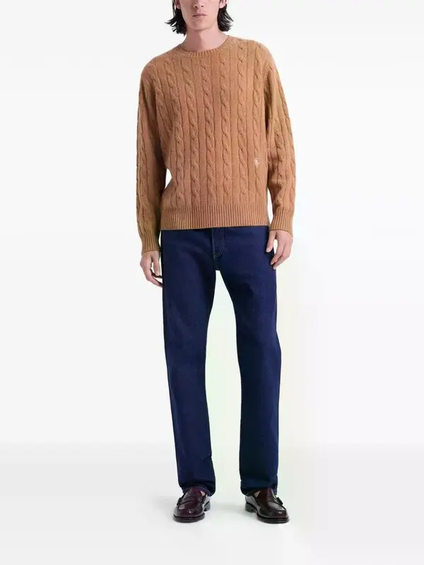 SPORTY & RICH Cable-knit Logo Sweater - Brown