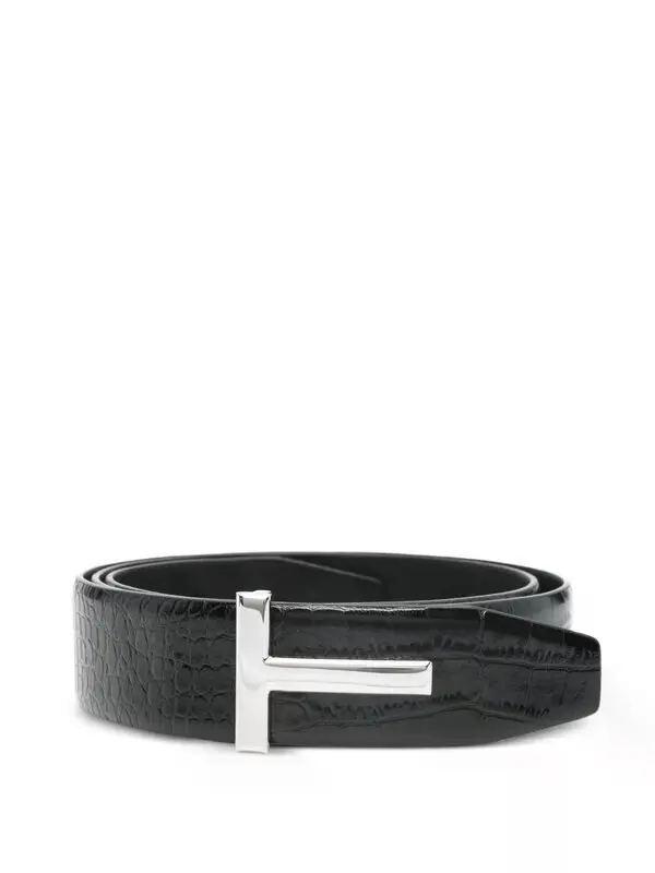 TOM FORD Croc-effect Belt - Black
