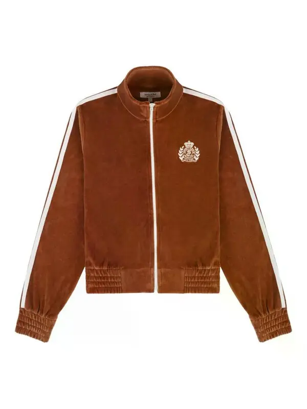 SPORTY & RICH Logo-embroidered Zip-up Sweatshirt - Brown