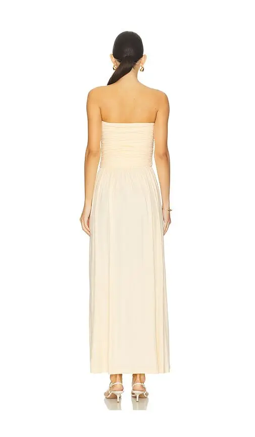 RUNAWAY THE LABEL Malone Ruched Strapless Maxi Dress