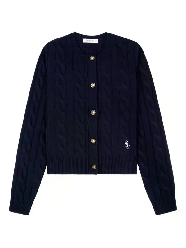 SPORTY & RICH Src Cable-knit Button Cardigan - Blue