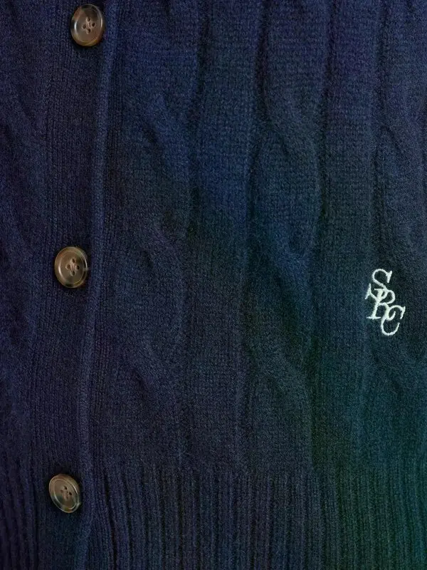 SPORTY & RICH Src Cable-knit Button Cardigan - Blue