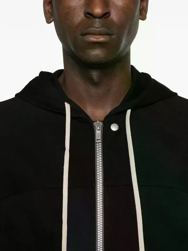 Rick Owens Hooded Zip Windbreaker Jacket - Black