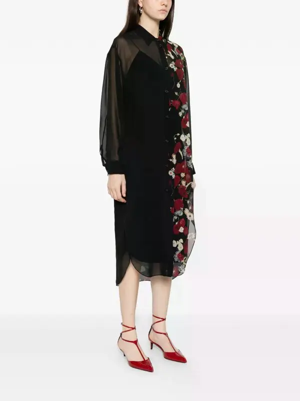 Khaite Floral-print Midi Shirt Dress - Black