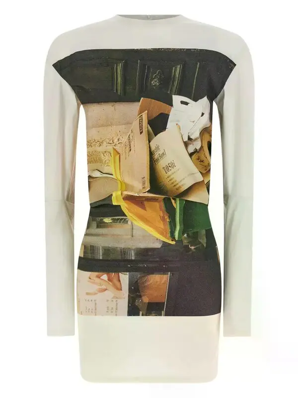 Issey Miyake Graphic-print Zip T-shirt - Neutrals