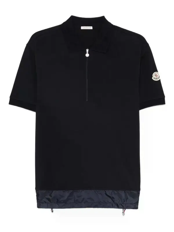 Moncler Zip Piqué Polo Shirt - Black