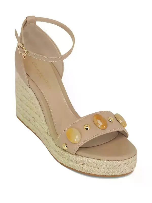 GIANVITO ROSSI Embellished Wedge Espadrilles - Neutrals