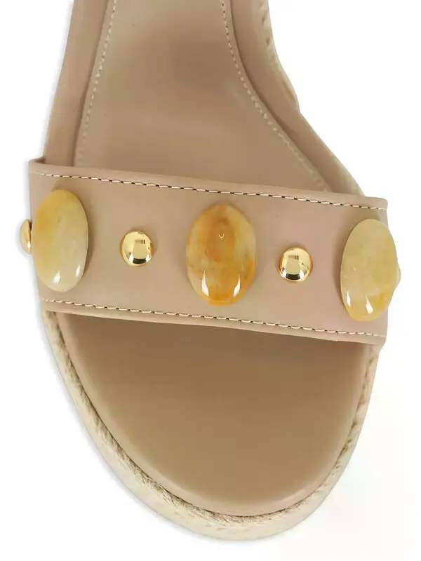 GIANVITO ROSSI Embellished Wedge Espadrilles - Neutrals