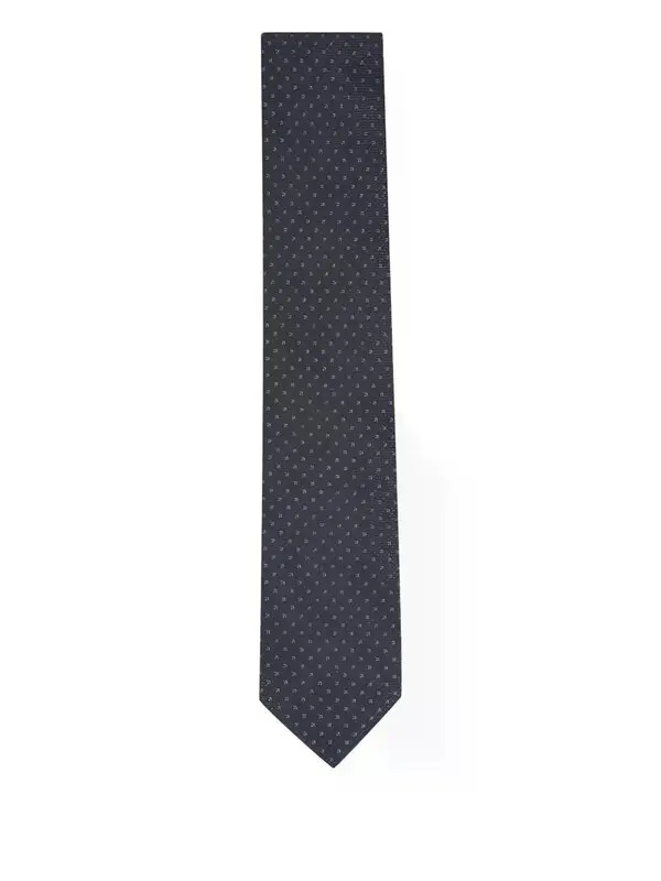 Canali Geometric-pattern Silk Neck Tie - Grey