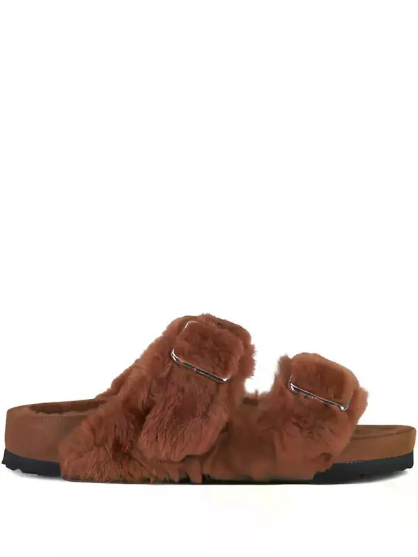 BIRKENSTOCK Arizona Shearling Buckle Sandals - Brown