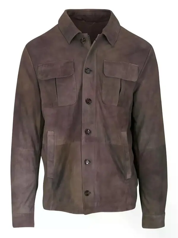 GIMO'S ITALIANA Buttoned Suede Shirt Jacket