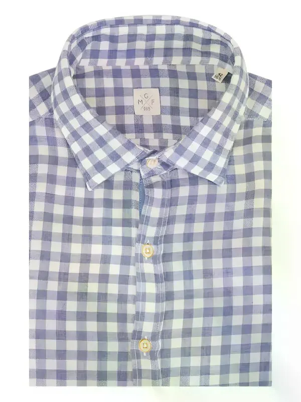 GMF965 Checked Cotton Shirt - White