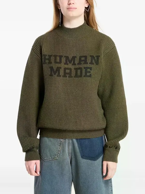 HUMAN MADE Mock Neck Logo Knitted Sweater