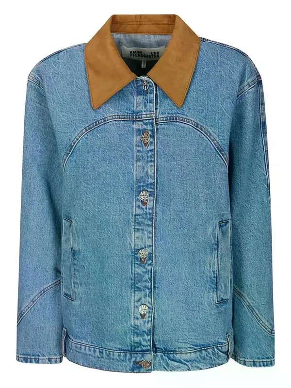 Baum Und Pferdgarten Jacket With Suede Collar - Blue