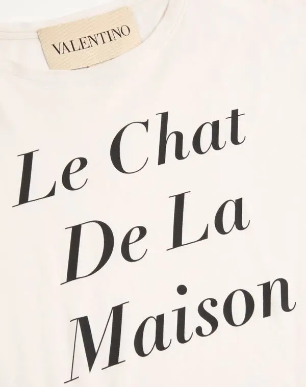 Valentino Garavani Cotton T-shirt With Le Chat De La Maison Icon Muse Anti Hero Print - Ivory