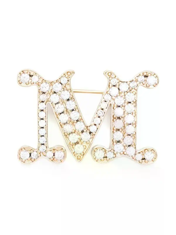 Max Mara Embellished Initial Brooch - Gold