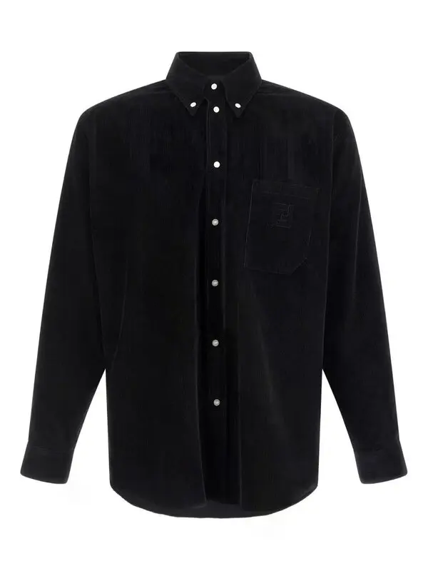 Fendi Button-down Embroidered Corduroy Shirt