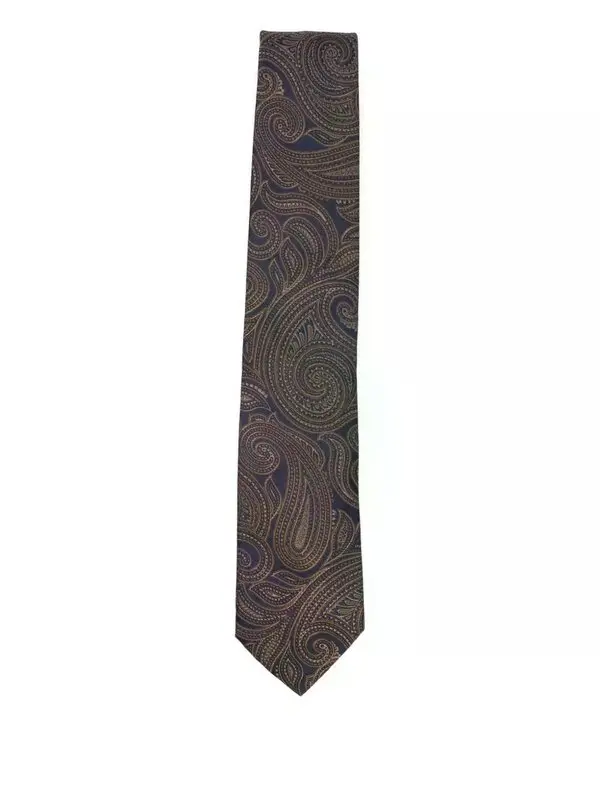BIGI Paisley-pattern Silk Neck Tie - Brown