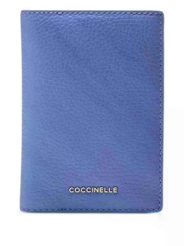 COCCINELLE Metallic Logo Passport Holder - Blue