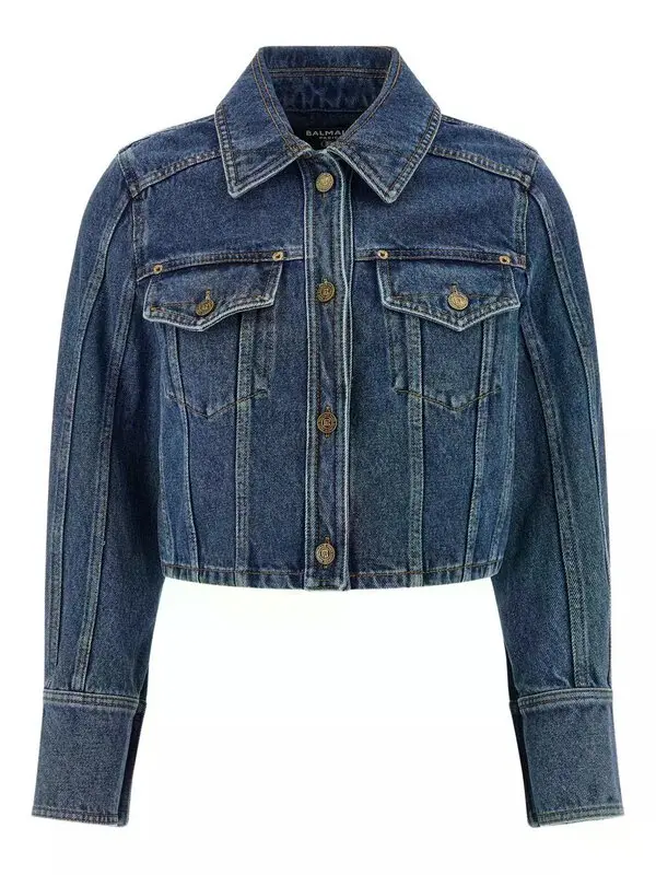 Balmain Buttoned Cropped Denim Jacket