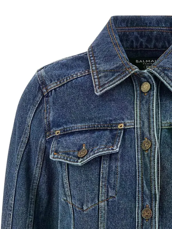 Balmain Buttoned Cropped Denim Jacket