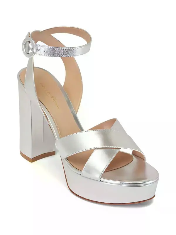 GIANVITO ROSSI Sabrina Platform Buckle Sandals - Silver