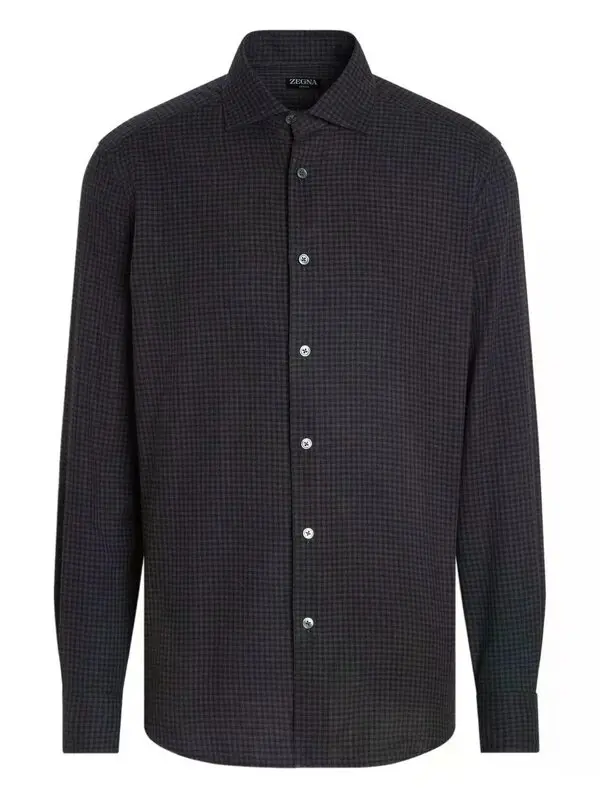 Zegna Check Point-collar Shirt