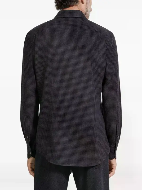 Zegna Check Point-collar Shirt
